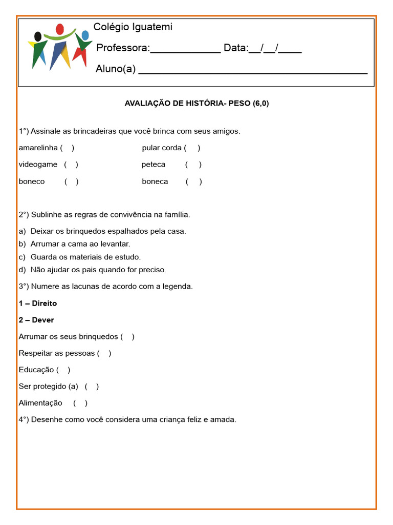 Prova De Historia Unidade1 Pdf