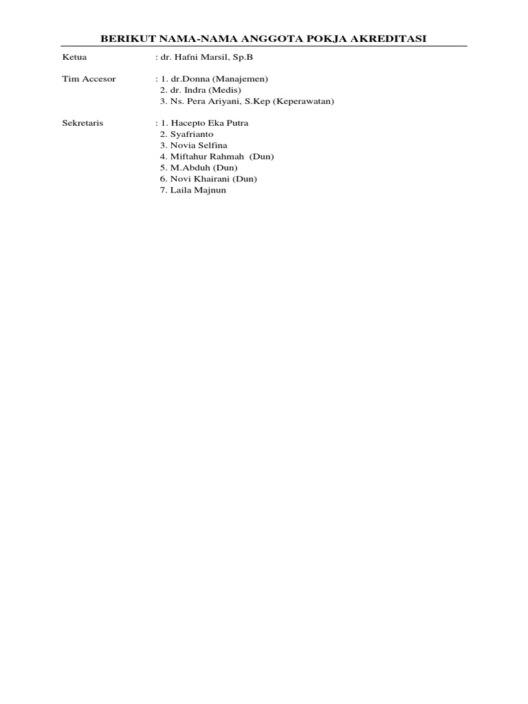 Anggota Pokja Akreditasi 13-02-2023 | PDF | Kesehatan Holistik