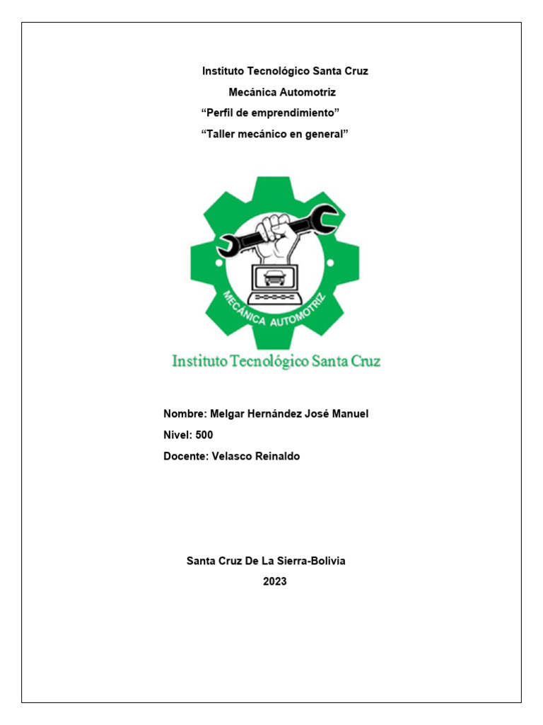 Proyecto de Emprendimiento Taller Mecanico | PDF | Iniciativa empresarial Proyecto de Emprendimiento Taller Mecanico | PDF | Iniciativa empresarial