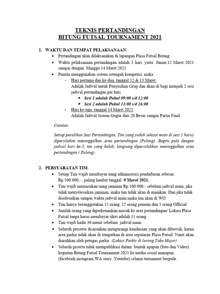 Edit Teknis Pertandingan BFT 2021 | PDF