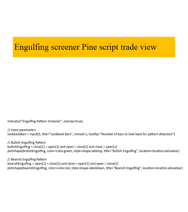 Engulfing Screener Pine Script Tradeview | PDF