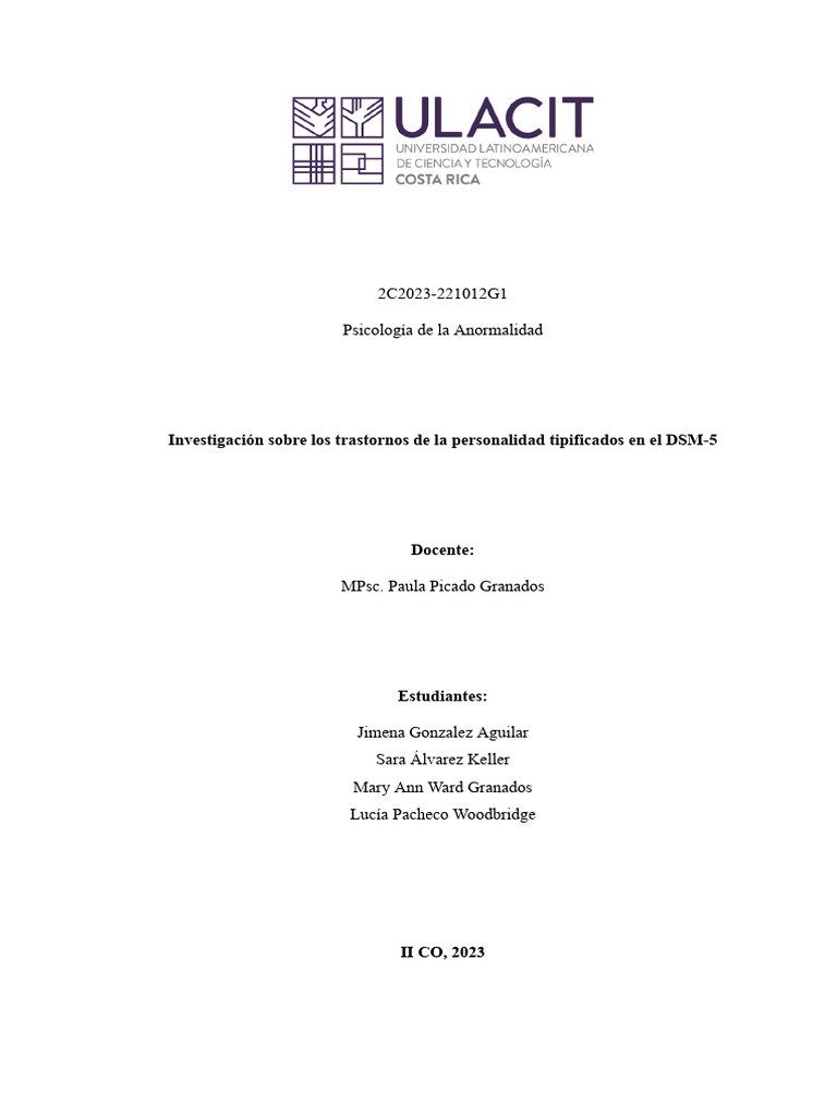 Trastornos de Personalidad Grupo B | PDF | Desorden de personalidad ...