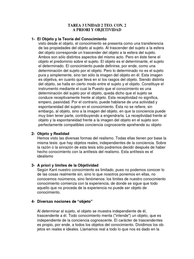Tarea 3 Unidad 2 Teo | PDF | Conocimiento | Experiencia