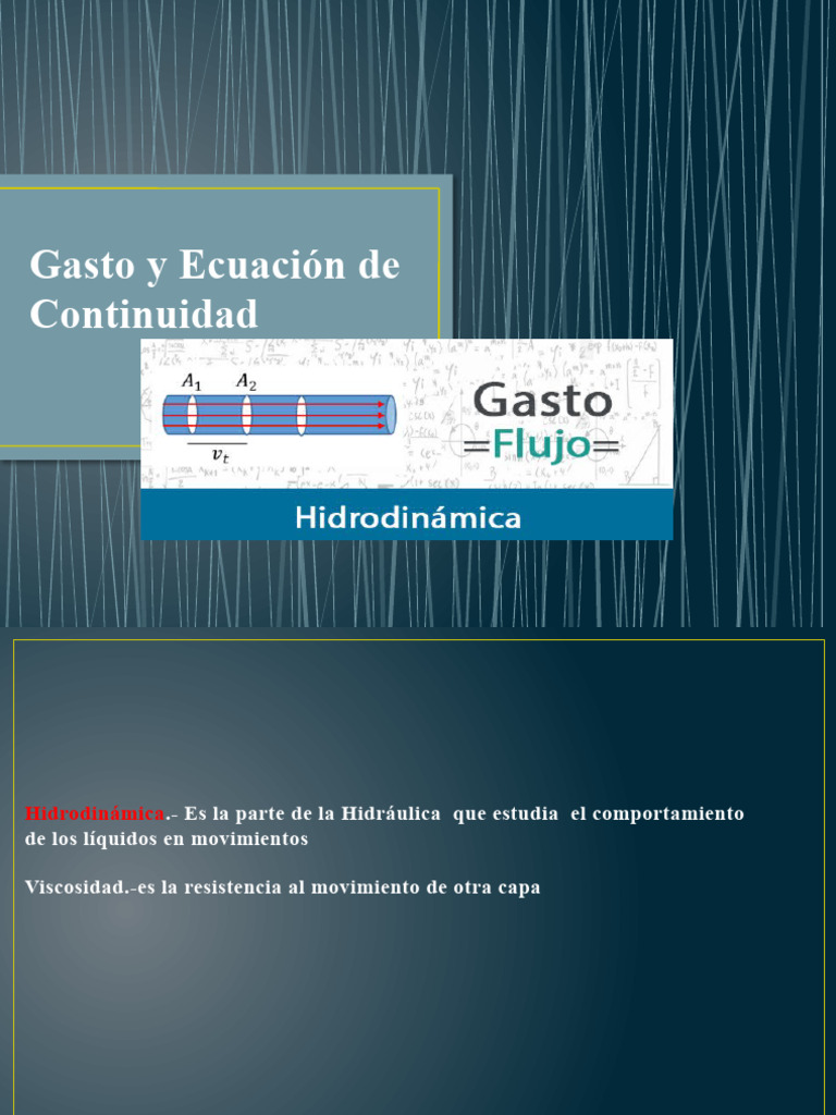 Gasto y Flujo en Hidrodinámica | PDF | Dinámica de fluidos | Líquidos