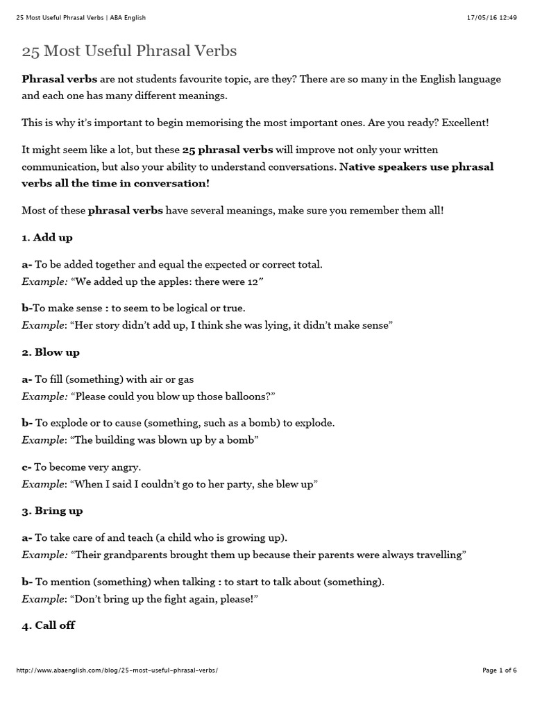 25 Most Useful Phrasal Verbs | PDF