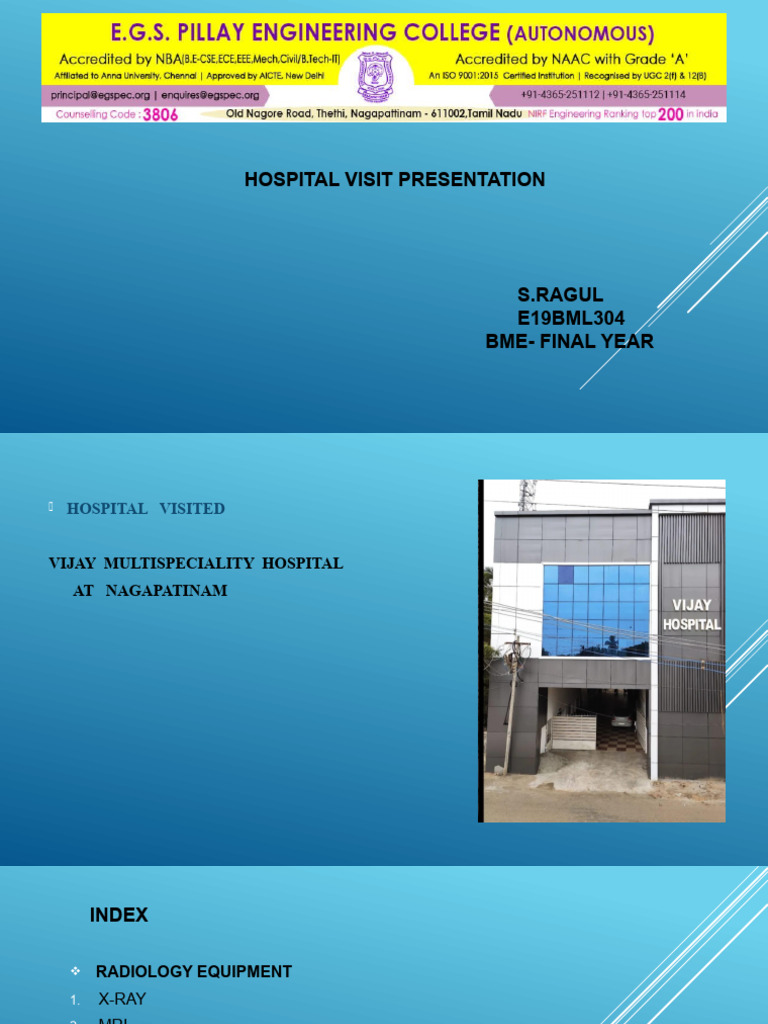 Ragul Hospital Training Presentation File | PDF | Ct Scan | X Ray