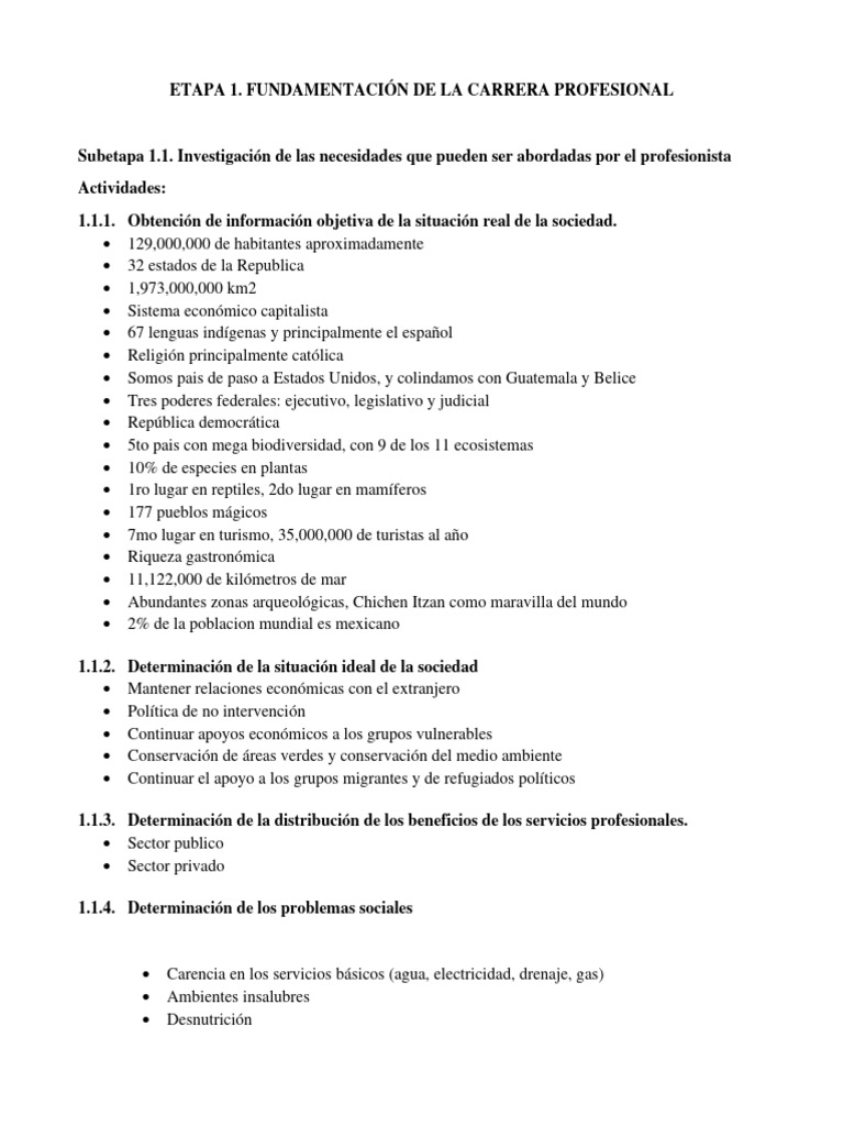 ETAPA 1 FUNDAMENTACIÓN DE LA CARRERA (Victor Angeles) | PDF | Sicología ...