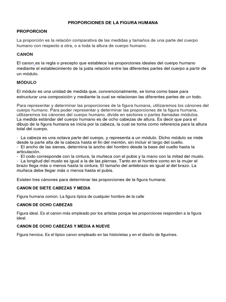 Proporciones De La Figura Humana 2 Pdf Mujer Hombre