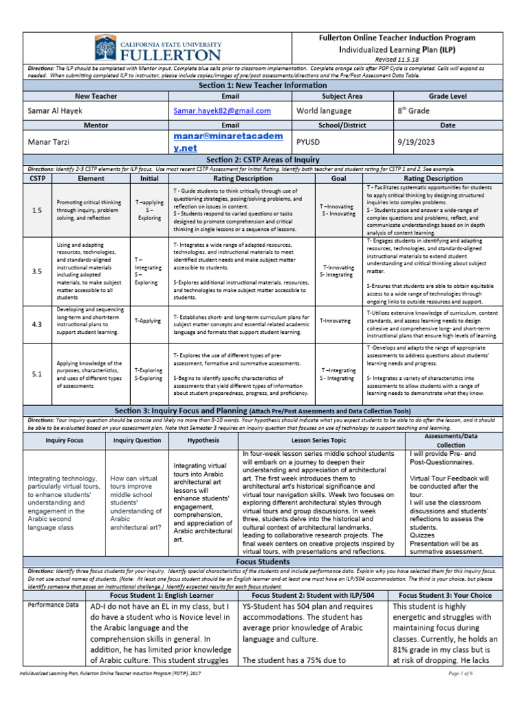Ilp Form Samar-12 | PDF | Learning | Critical Thinking