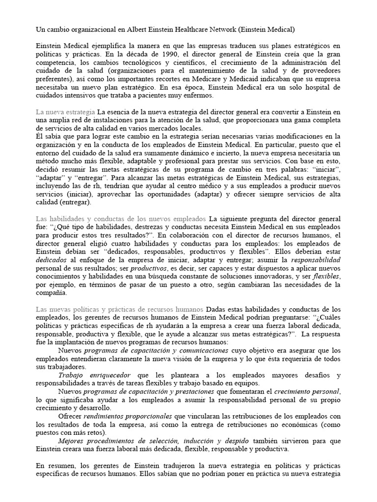Cambio en Albert Einstein Healthcare Network (Einstein Medical) | PDF ...