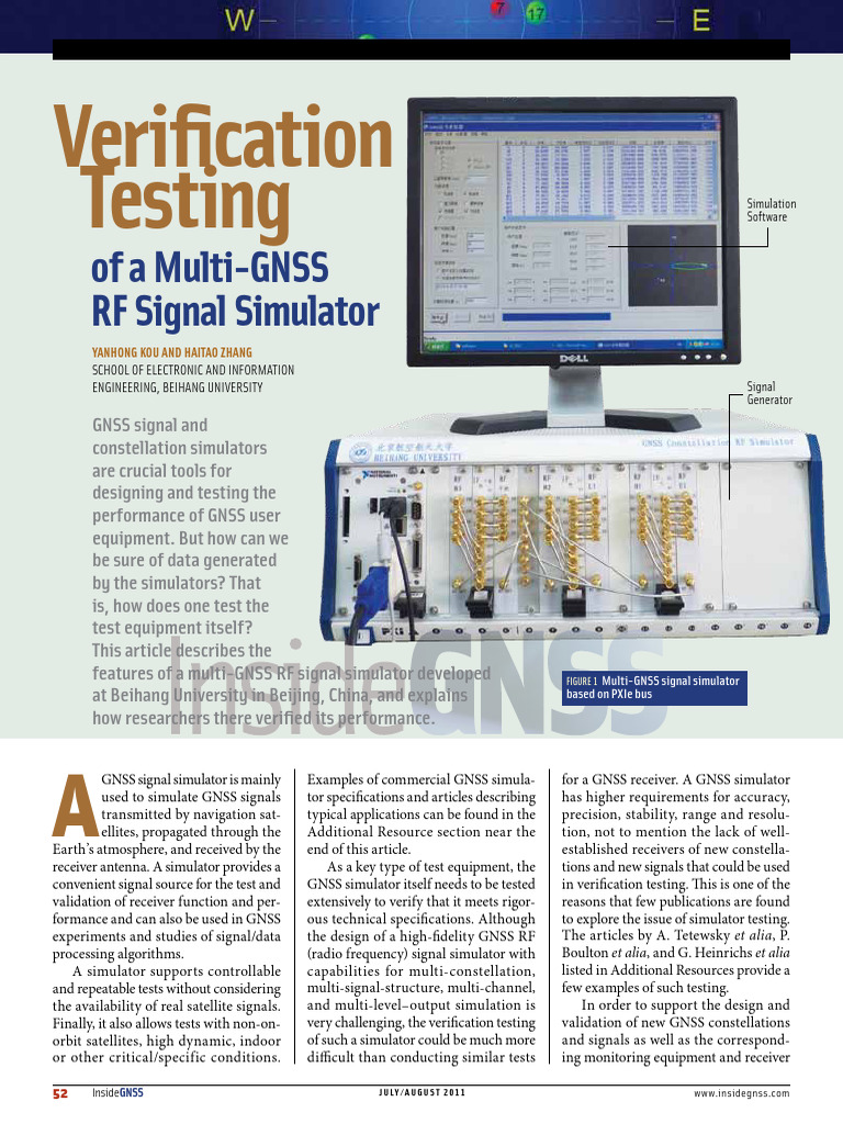 Verification Testing Of A Multi Gnss Rf Signal Simulator Pdf