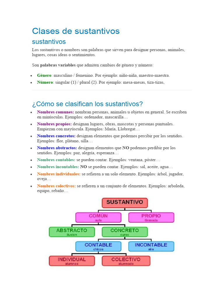 Clases de Sustantivos | PDF