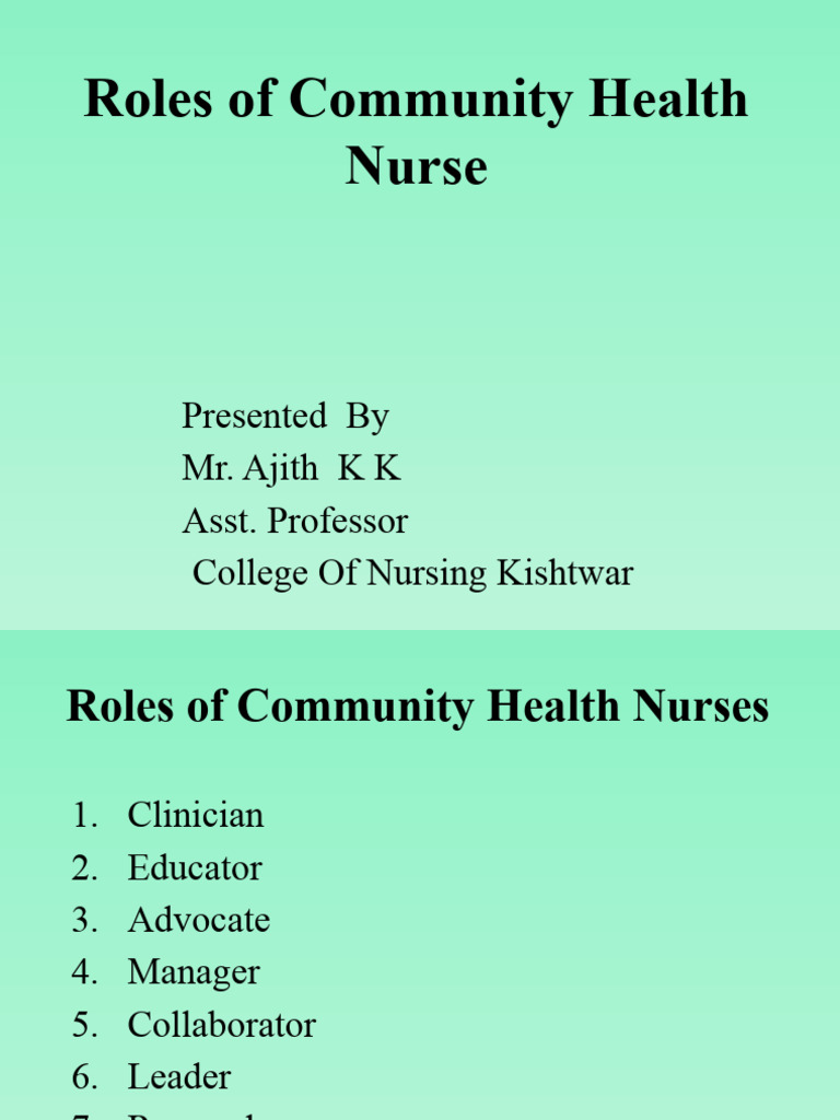 Role of Community Health Nurse | PDF | Nursing | Leadership