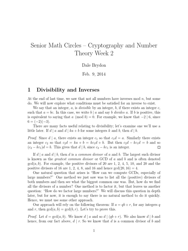 Senior CryptographyAndNumberTheory Feb12-Hndt | PDF | Prime Number ...