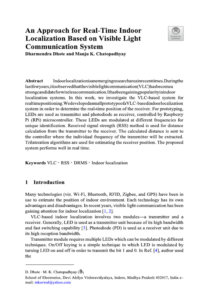 An Approach For Real-Time Indoor Localization Based On Visible Light Communication System | PDF ...