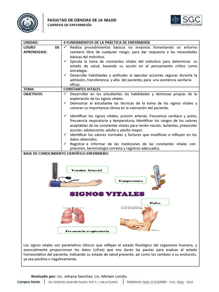 5 PROTOCOLO DE SIGNOS VITALES Unach 2020 | PDF | Termorregulación ...