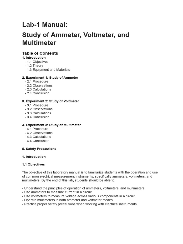 Lab 1 Manual | PDF | Voltage | Resistor