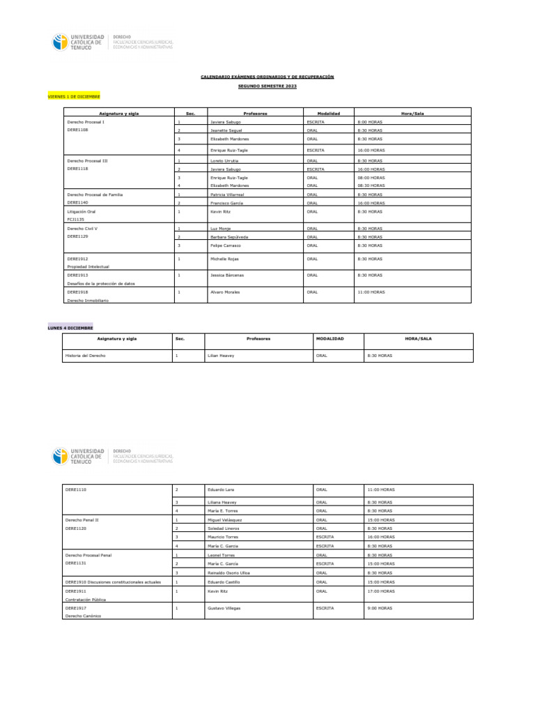 Calendario Examenes Ordinarios Segundo Semestre 2023 | PDF | Principios ... Calendario Examenes Ordinarios Segundo Semestre 2023 | PDF | Principios ...