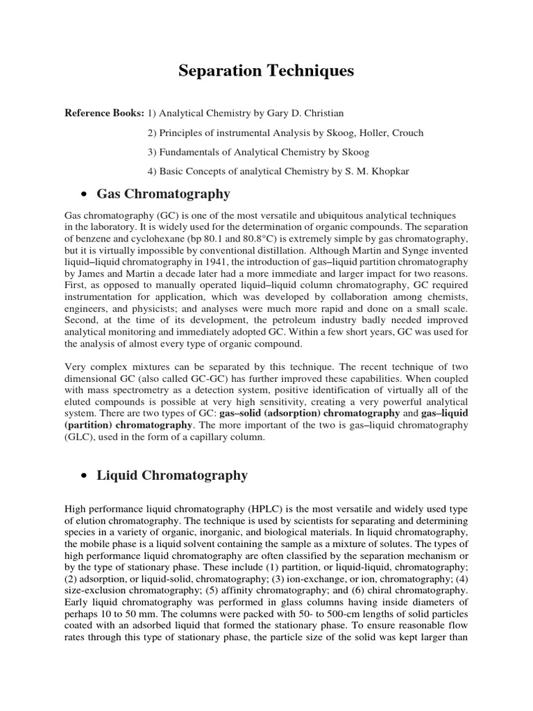 Separation Techniques | PDF | Chromatography | Mass Spectrometry