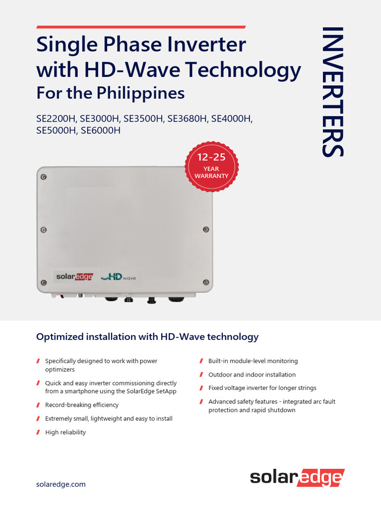 SE2200H-SE6000H Single Phase Inverter With HD-Wave Technology With SetApp Configuration For ...