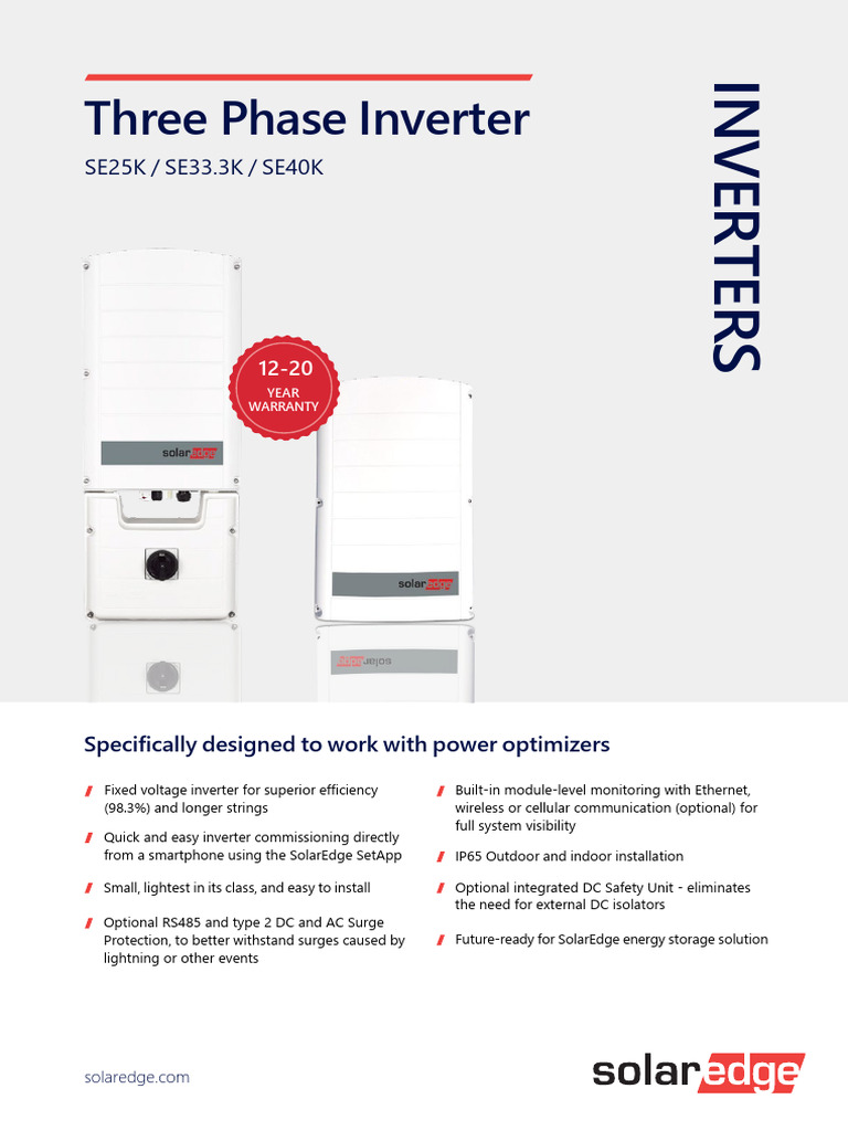 SE25K,+SE33 3K,+SE40K+Three+Phase+Inverter | PDF | Power Inverter | Alternating Current