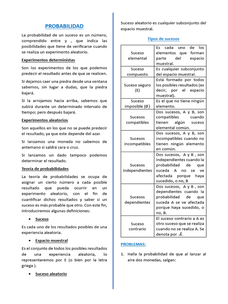 Probabilidades | Descargar gratis PDF | Probabilidad | Matemáticas