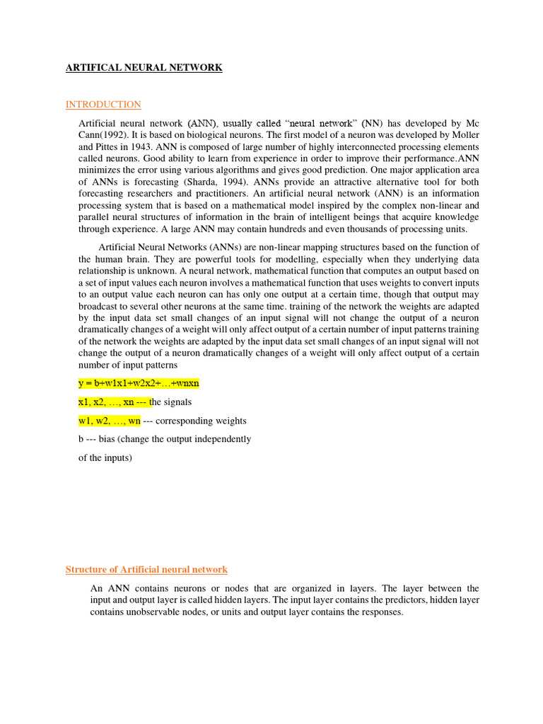 Artifical Neural Network | PDF | Artificial Neural Network | Algorithms