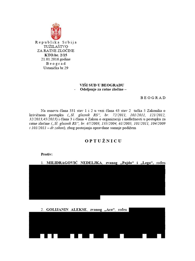 Srebrenica Optuznica | PDF