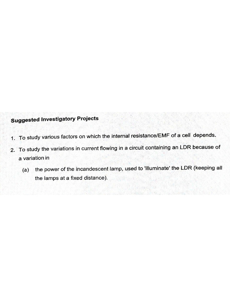 Suggested Investigatory Projects Physics 12 Class | PDF