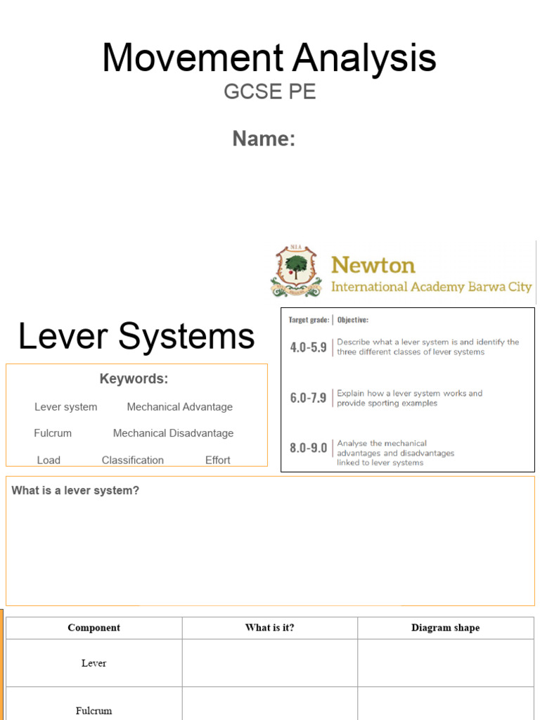 Lever Systems in GCSE PE Analysis | PDF | Lever | Kinematics