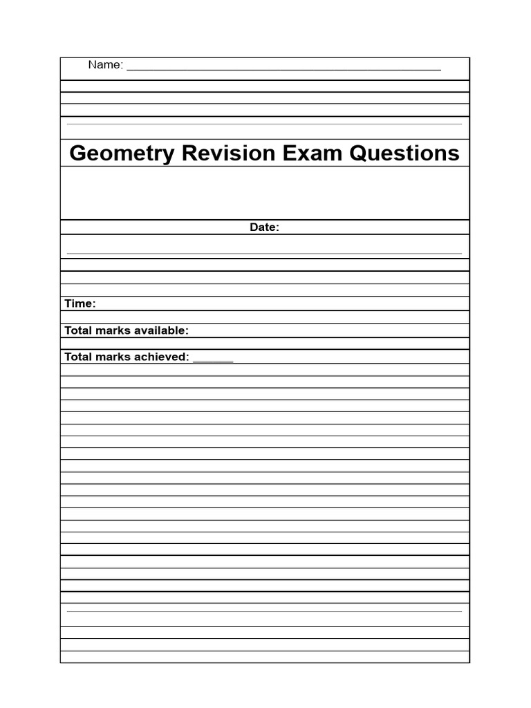 Geometry Revision Exam Questions | PDF | Area | Rectangle