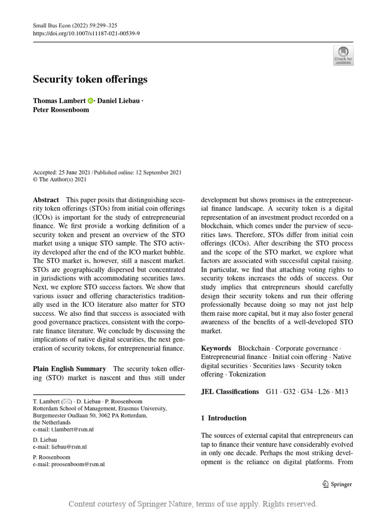 Security Token Offerings | PDF | Cryptocurrency | Securities (Finance)