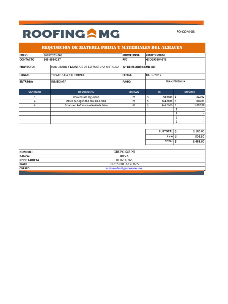 Requisicion 689 | PDF | Bancario | Tecnología bancaria