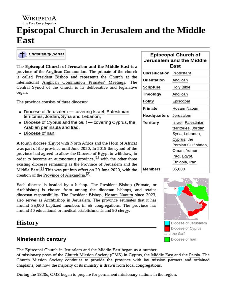 Episcopal Church in Jerusalem and The Middle East | PDF | Protestant ...