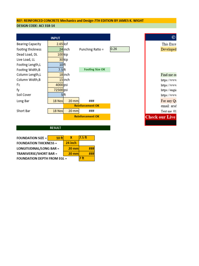 FOUNDATION-1 Spread Footing Design - AR | PDF | Engineering | Building ...