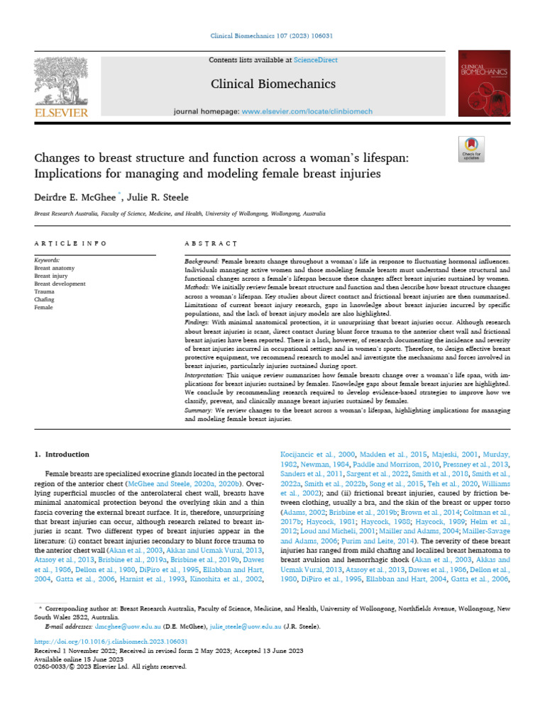 Changes To Breast Structure and Function Across A | PDF | Breast | Skin