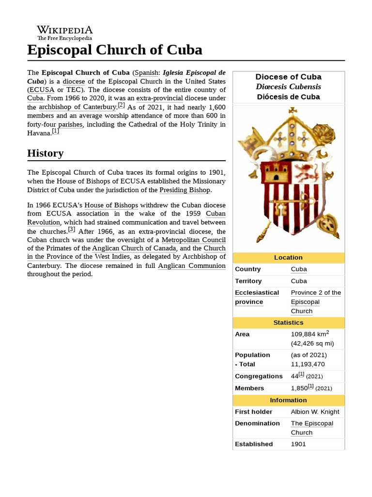 Episcopal Church of Cuba | PDF | Protestant Denominational Families ...