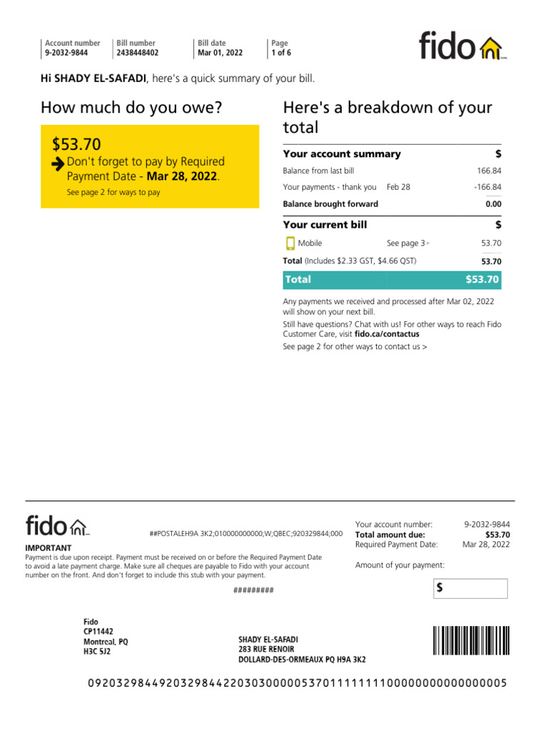 Fido Bill Summary for March | PDF | Payments | Credit Card