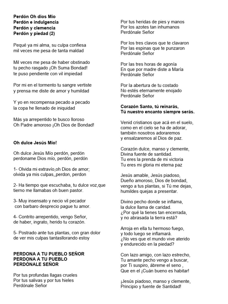 Letra de "Perdón Oh Dios Mío" | PDF | Pecado | Perdón