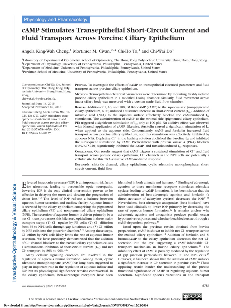 CAMP Stimulates Transepithelial Short-Circuit Current and | PDF | Cell ...