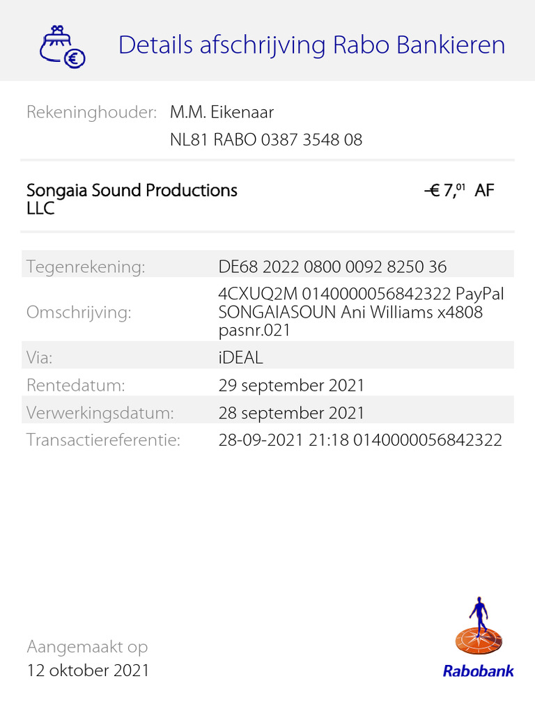 Details Afschrijving Rabo Bankieren: Rekeninghouder | PDF