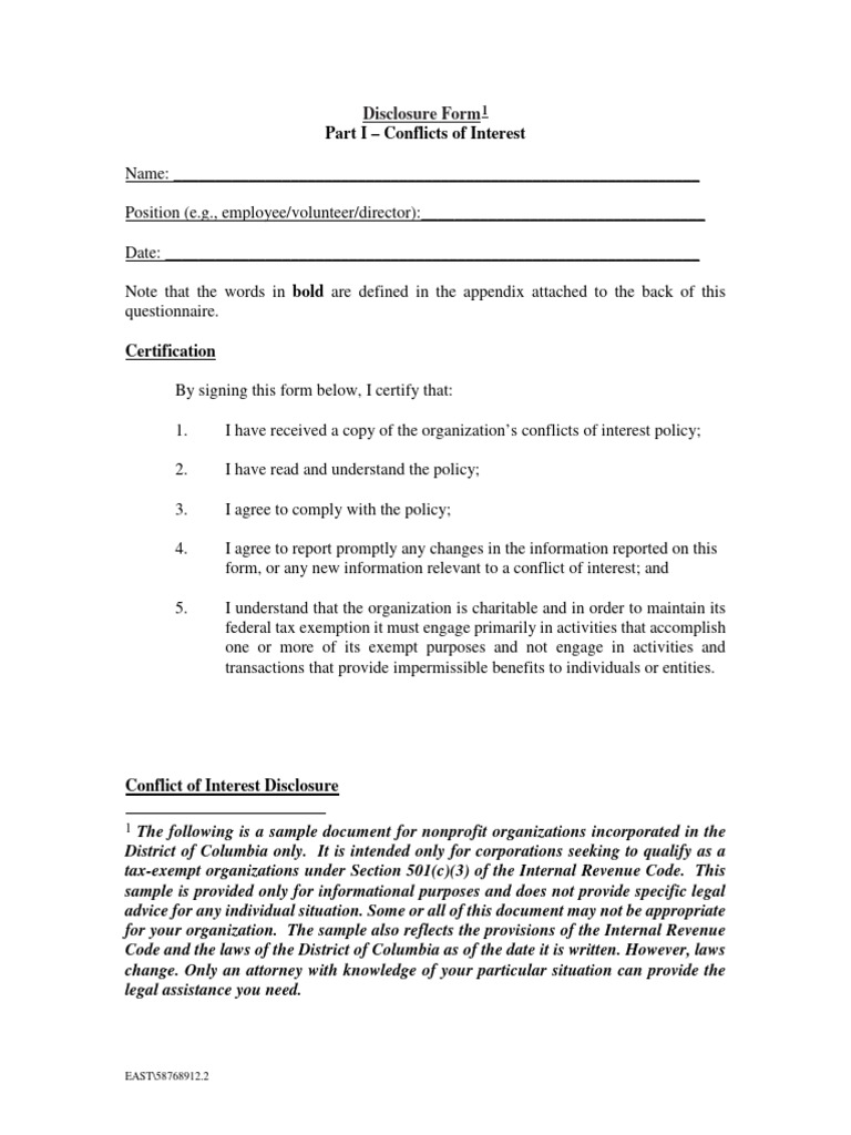 Disclosure Form DC Ced Project | PDF | Partnership | 501(C) Organization