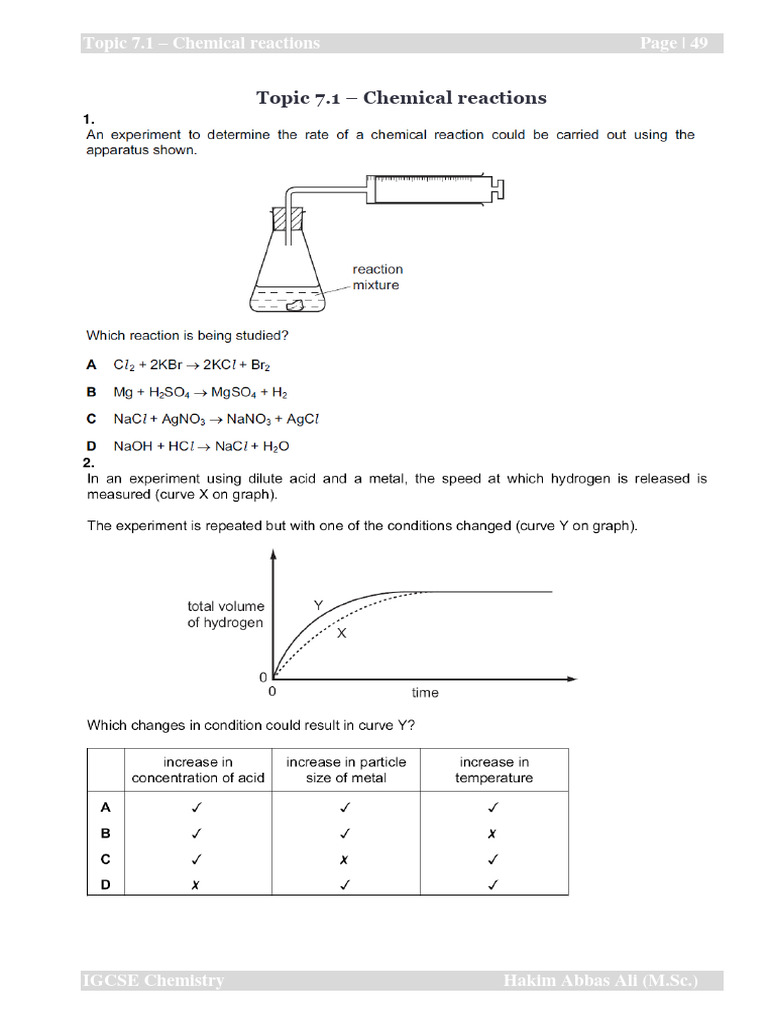 Topic 7.1 - Chemical Reactions | PDF