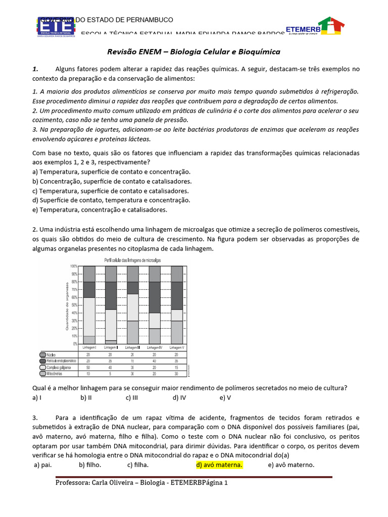 Revisão ENEM - Biologia Celular e Bioquímica | PDF | Ploidia | Mitocôndria