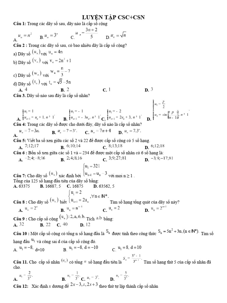LUYỆN TẬP CSC CSN | PDF