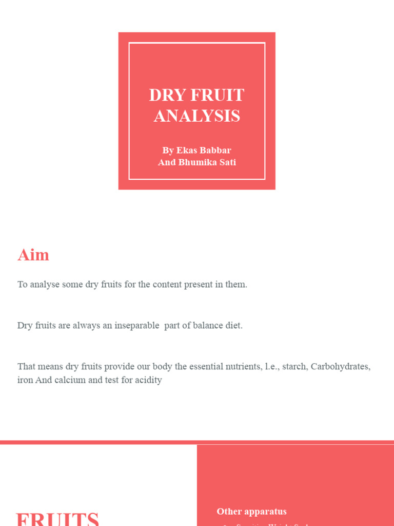 Chemistry Holiday Homework Project For CBSE: Dry Fruit Analysis | PDF ...