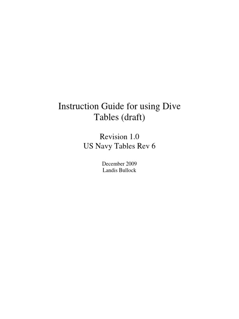 Tables Draft 1.0 | PDF | Scuba Diving | Procedural Knowledge