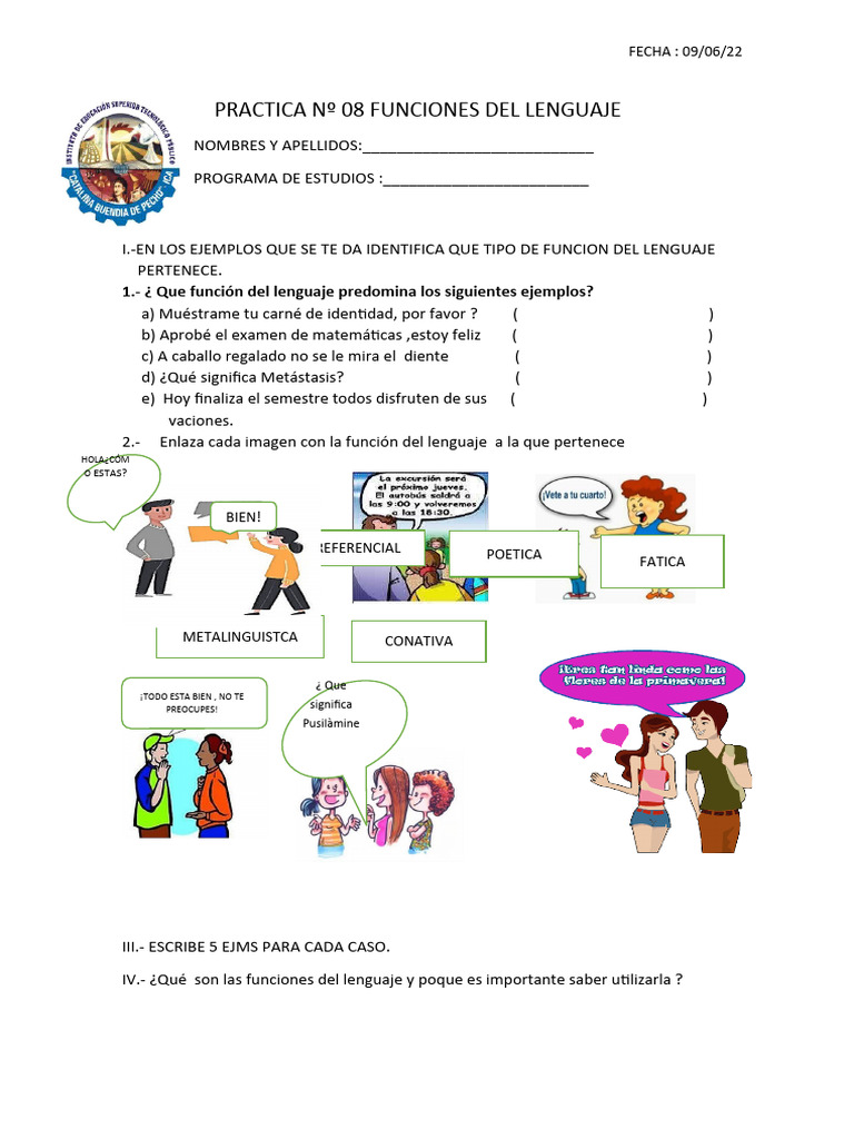 Identificación de Funciones del Lenguaje | PDF | Artes del Lenguaje y ...