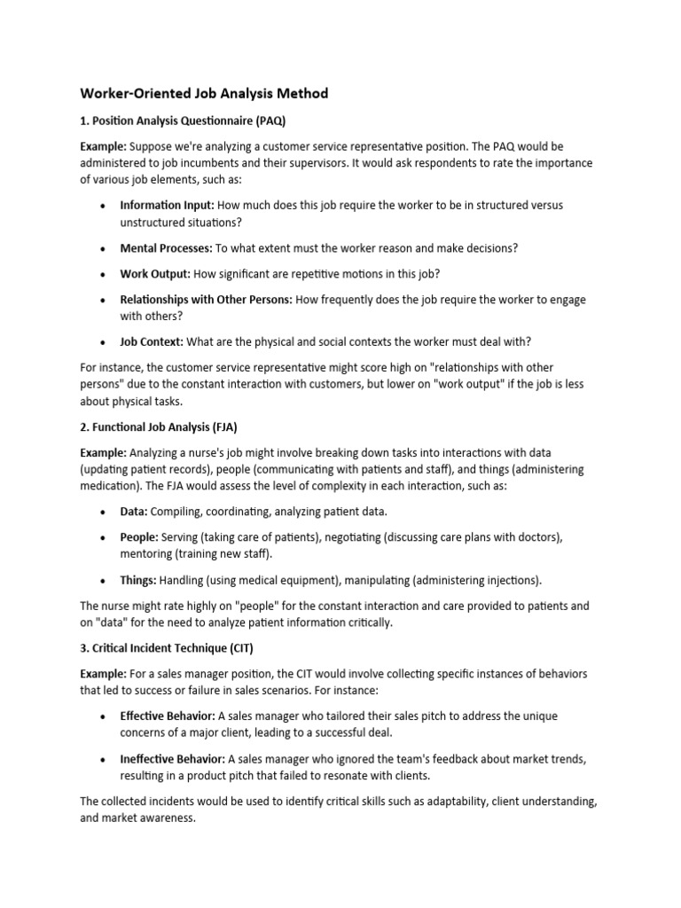 Worker-Oriented Job Analysis Method | PDF | Competence (Human Resources) | Systems Science