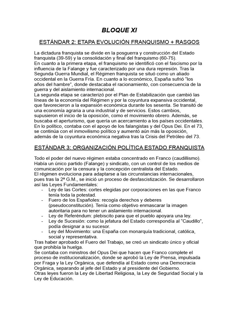 Bloque Xi | PDF | España franquista | Francisco franco